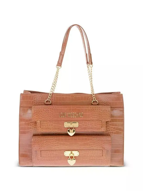 Moschino Crocodile-effect Love Tote Bag - Brown