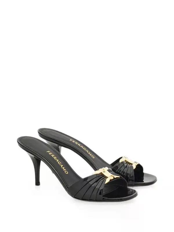 FERRAGAMO Gancini Embellished Kitten Heel Slides
