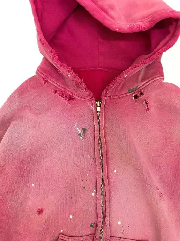 MOOJI MOOJI Distressed Paint-splatter Hoodie
