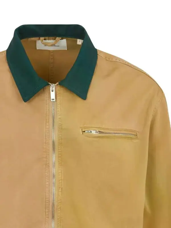 LES DEUX Contrast Collar Zip-up Jacket - Neutrals