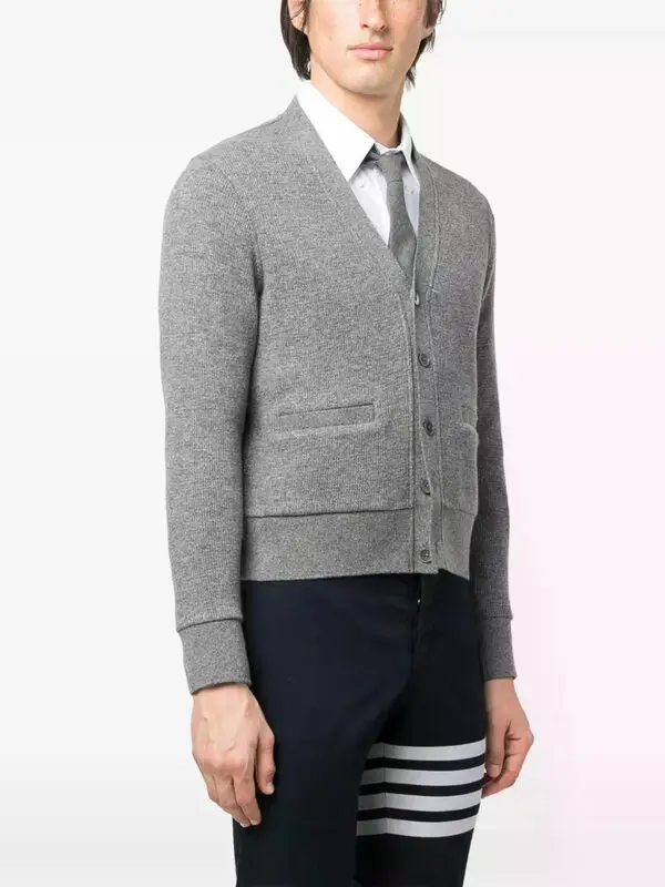 Thom Browne Cashmere Waffle Knit V-neck Cardigan