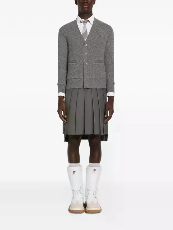 Thom Browne Cashmere Waffle Knit V-neck Cardigan