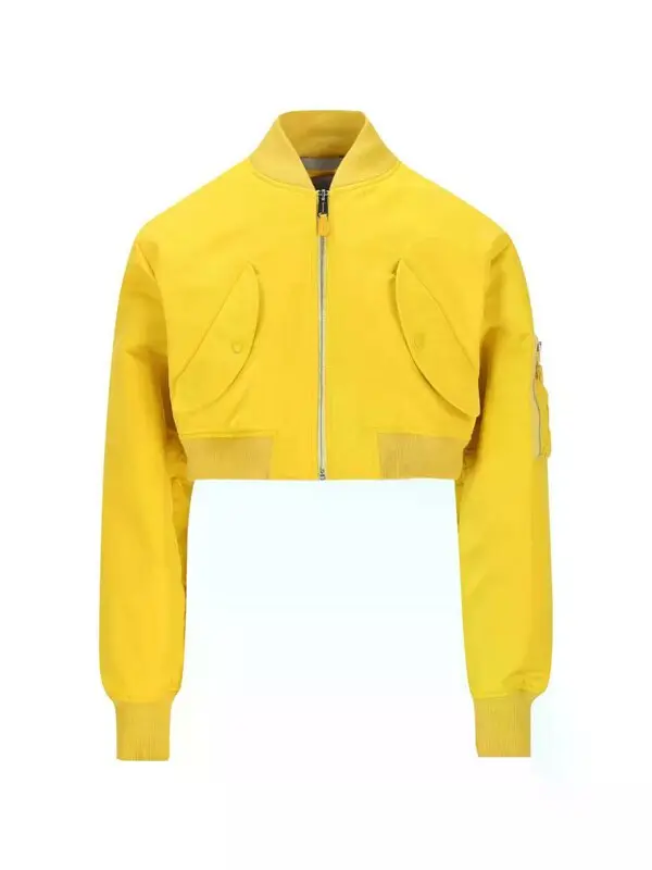 Balenciaga Cropped Oversized Bomber Jacket - Yellow