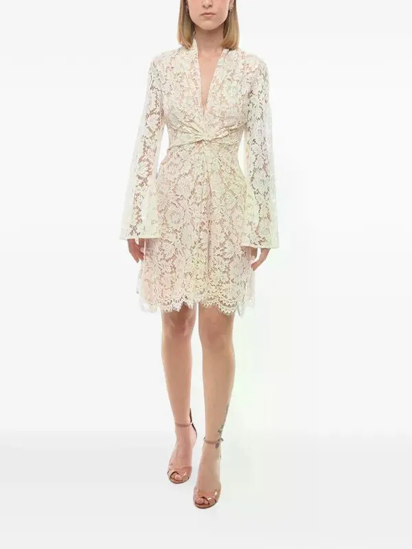 SUPER BLOND Lace V-neck Dress - Neutrals