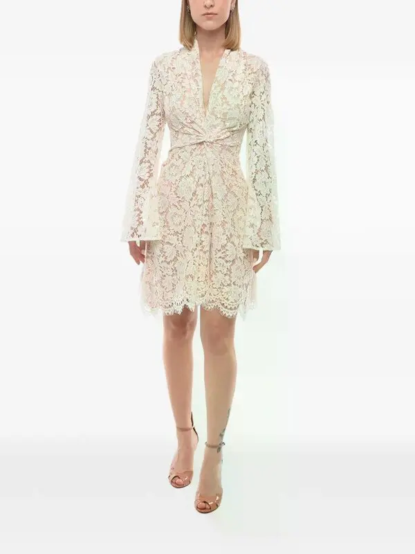 SUPER BLOND Lace V-neck Dress - Neutrals