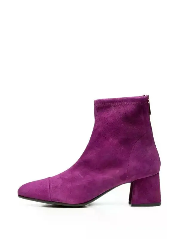 POCHE PARIS Suede Block-heel Ankle Boots - Purple