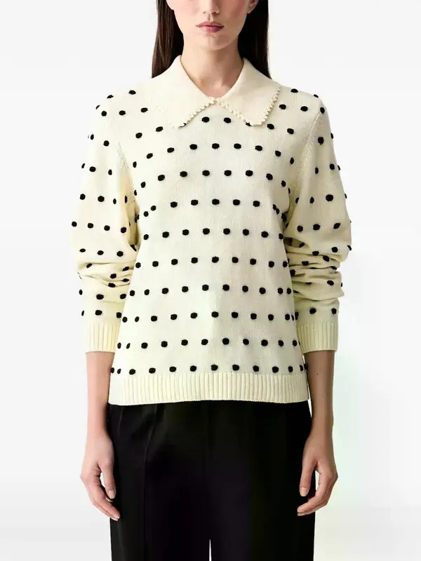 Stine Goya Polka-dot Pom-pom Sweater - Neutrals