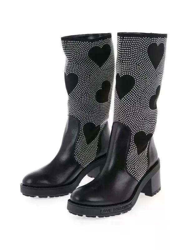 Moschino Studded Heart-pattern Boots