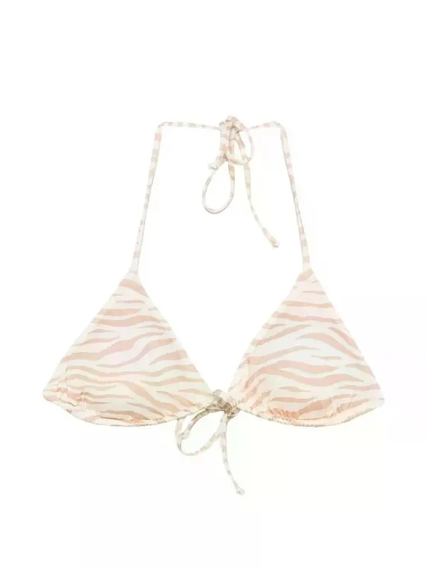 MC2 SAINT BARTH Leah Zebra-print Triangle Bikini Top - Neutrals