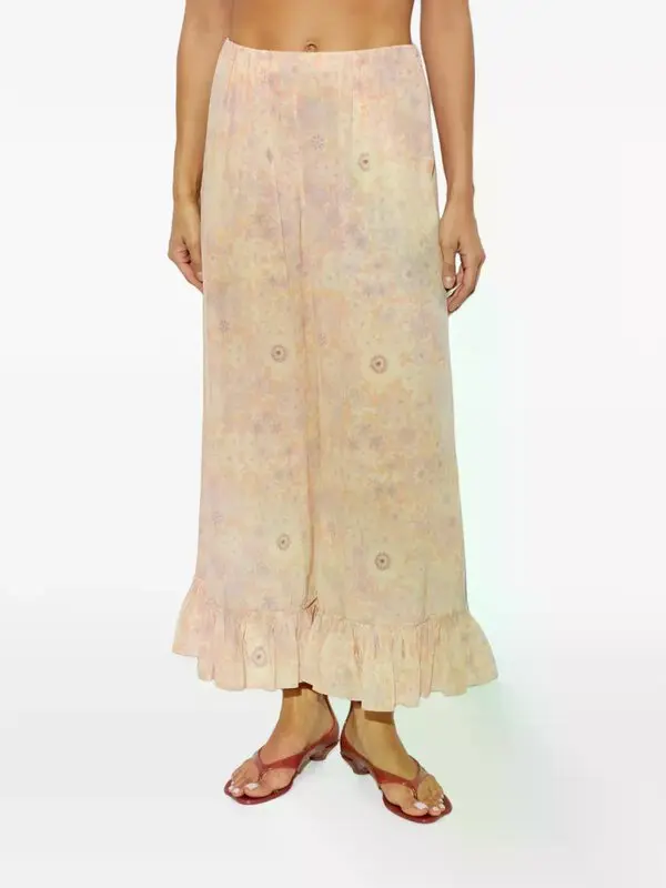Chloé Floral Print Silk Wide Leg Trousers