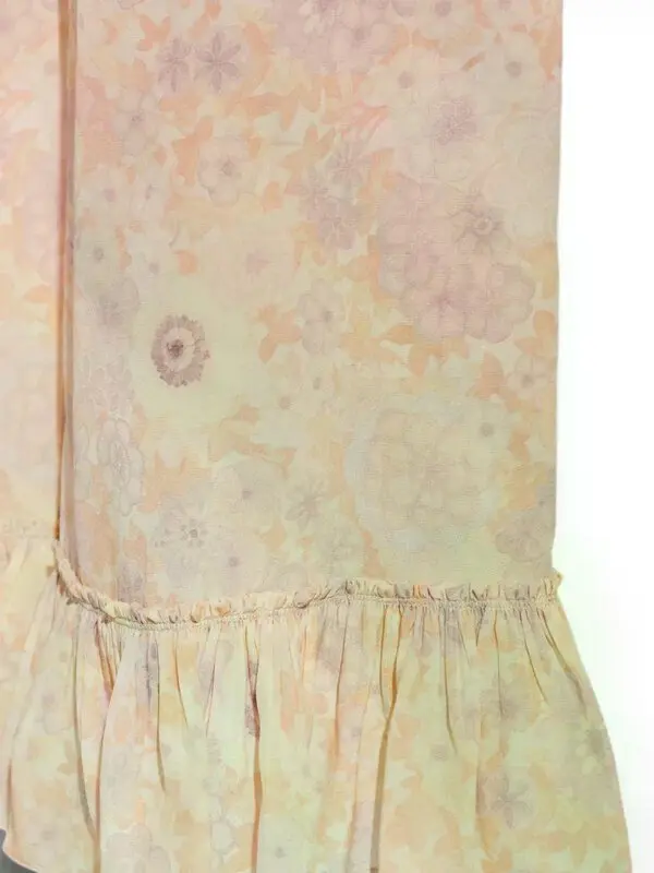 Chloé Floral Print Silk Wide Leg Trousers