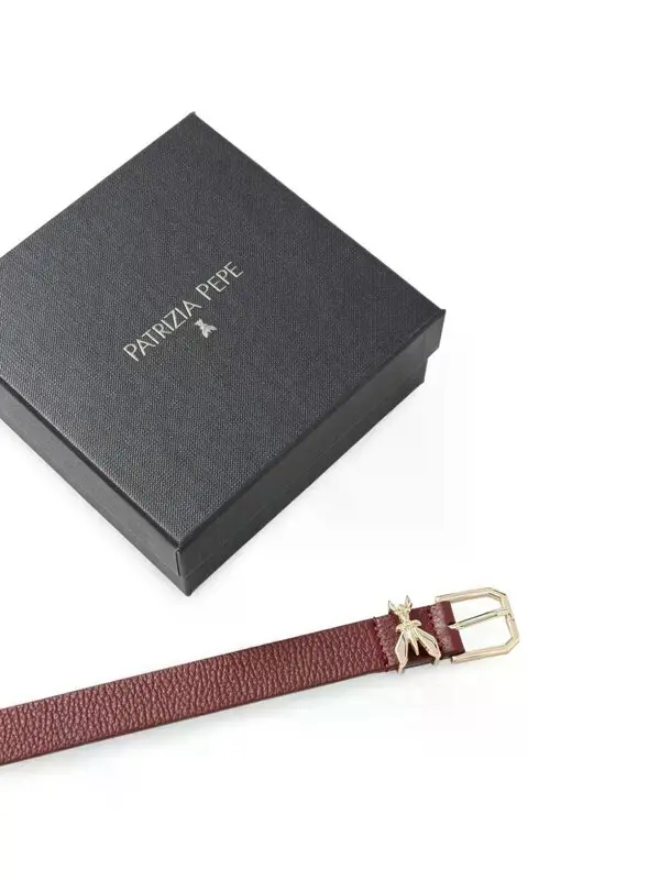 Patrizia Pepe Fly Plaque Grained Leather Belt
