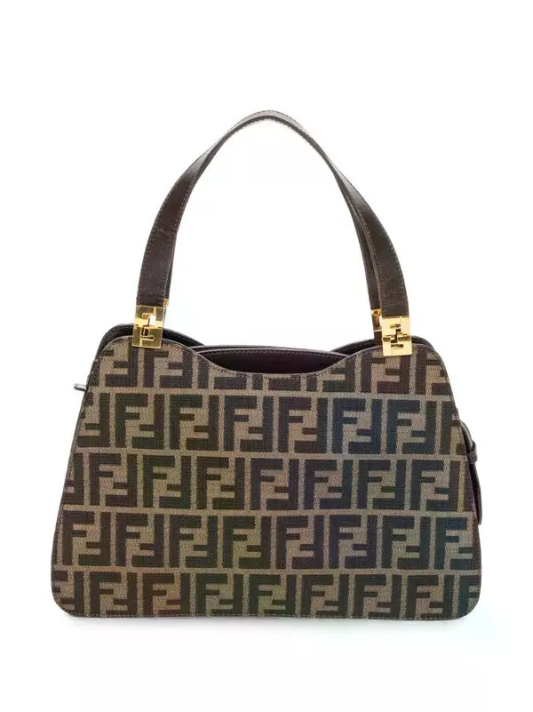 Fendi Ff Logo Plaque Zucca Pattern Tote Bag