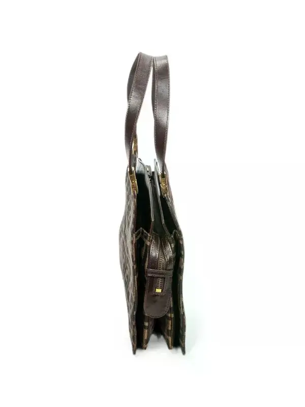 Fendi Ff Logo Plaque Zucca Pattern Tote Bag