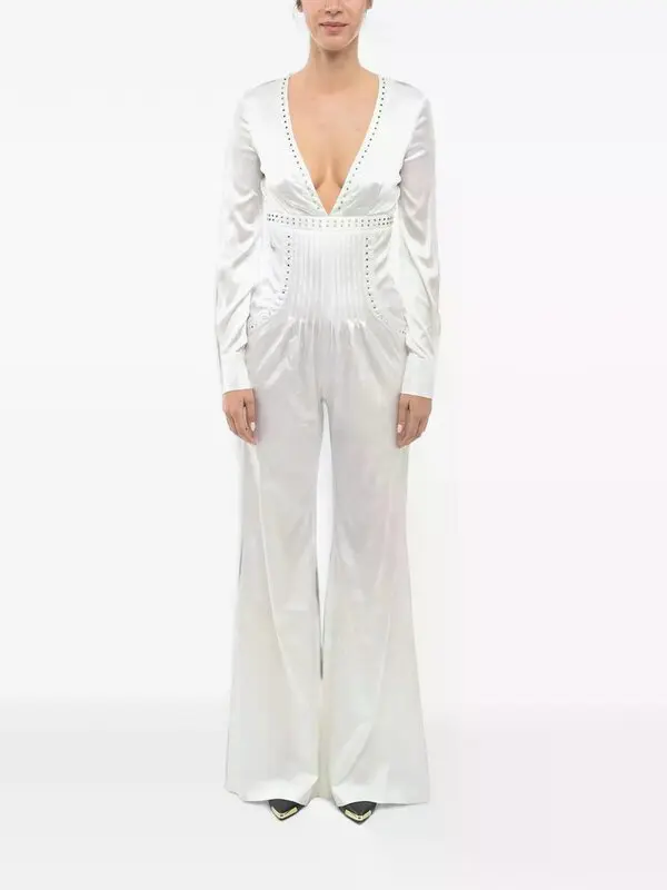 Philipp Plein Stud-embellished Satin Jumpsuit - White