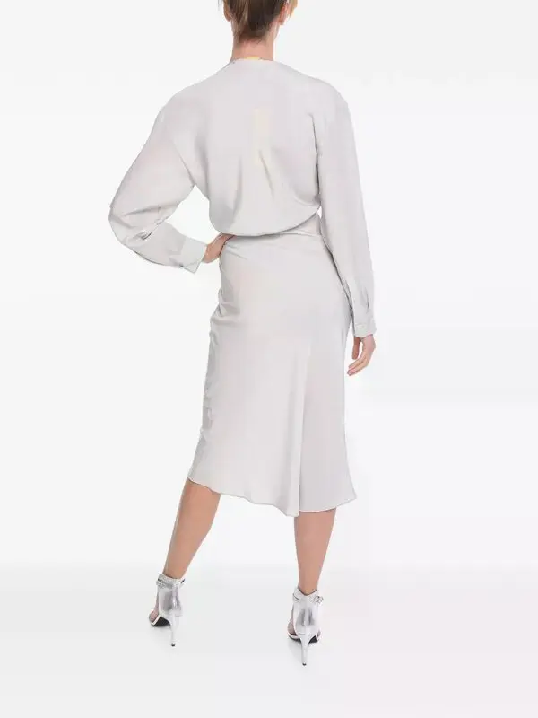 SUPER BLOND V-neck Long Sleeve Midi Dress With Cut-out Detail - Grey
