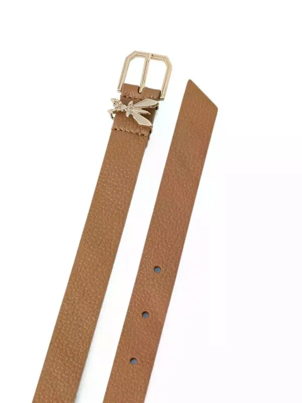 Patrizia Pepe Fly-plaque Pebbled-leather Belt - Neutrals