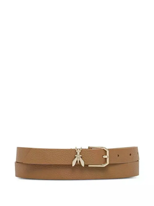 Patrizia Pepe Fly Plaque Pebbled Leather Belt - Neutrals
