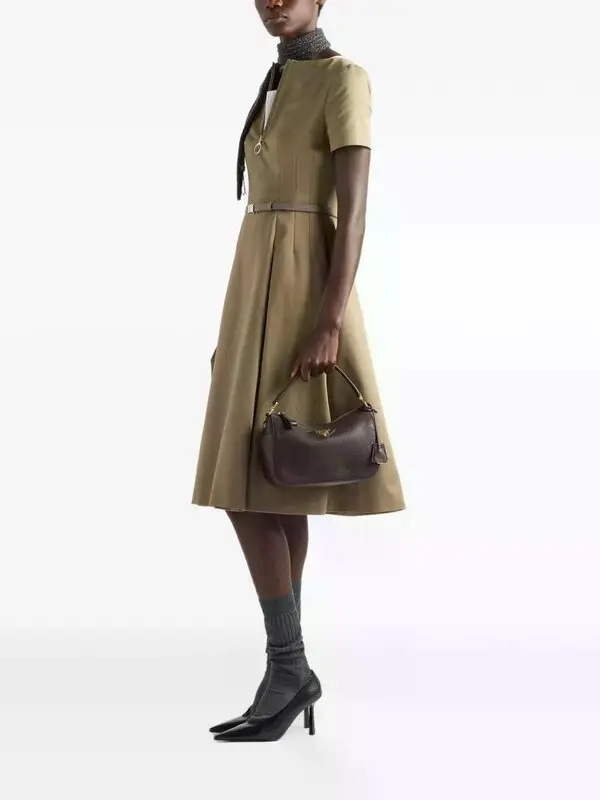 Prada Small Textured Leather Bag With Logo - Brown