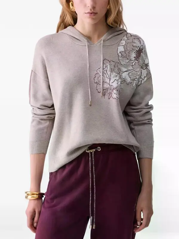 Liu Jo Jacquard Hoodie With Floral Detail
