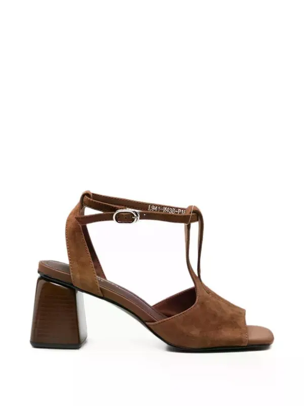 SERGIO MORETTI FIRENZE Suede T-bar Sandals - Brown