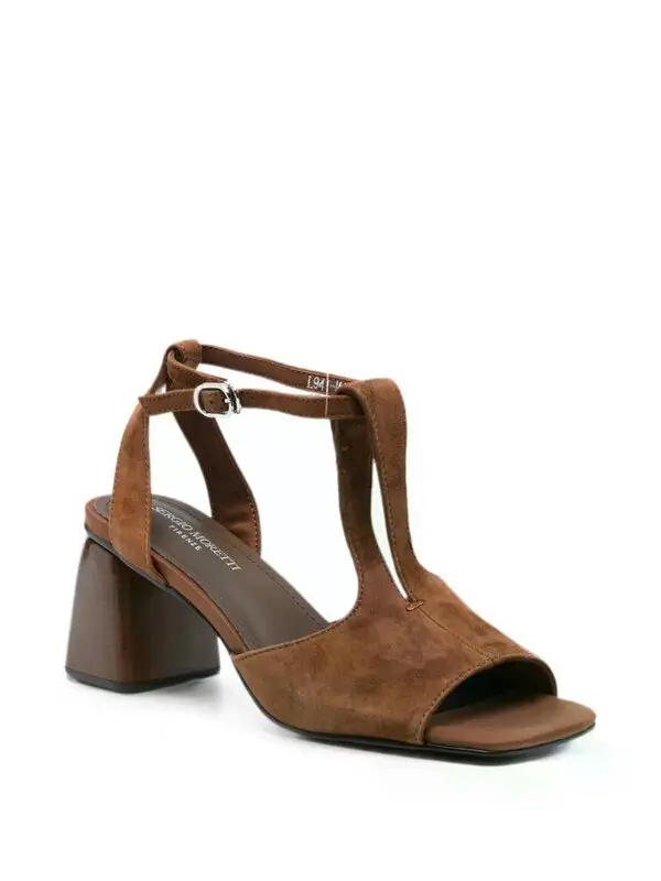SERGIO MORETTI FIRENZE Suede T-bar Sandals - Brown