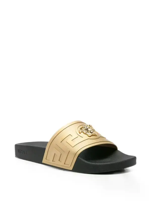 Versace Greca Medusa Slides - Gold