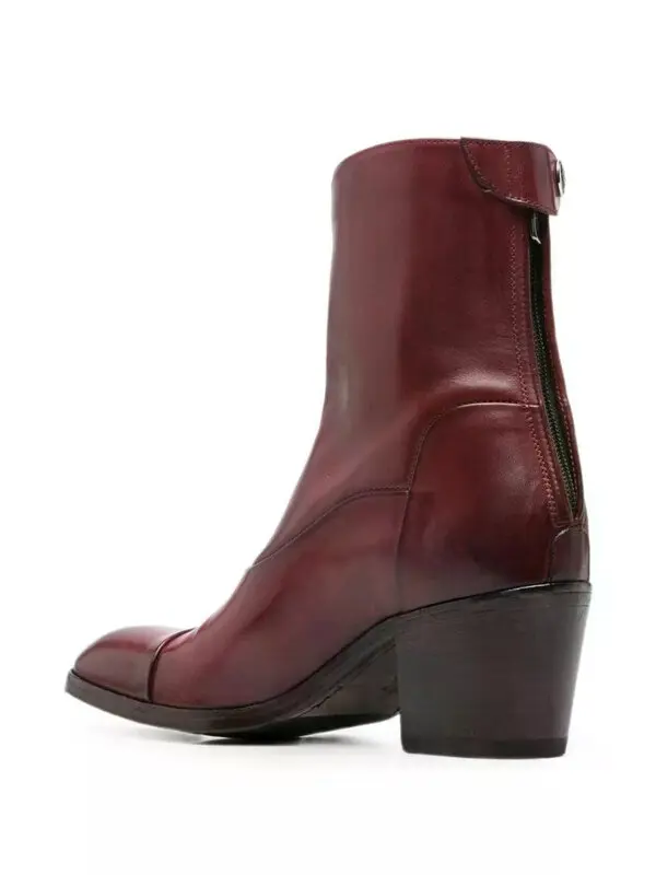 ALBERTO FASCIANI Leather Cap Toe Rear Zip Ankle Boots