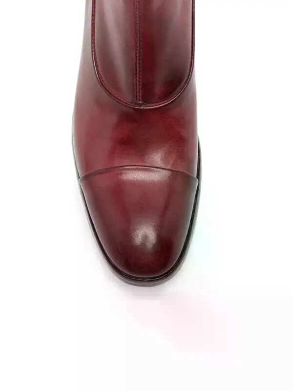 ALBERTO FASCIANI Leather Cap Toe Rear Zip Ankle Boots