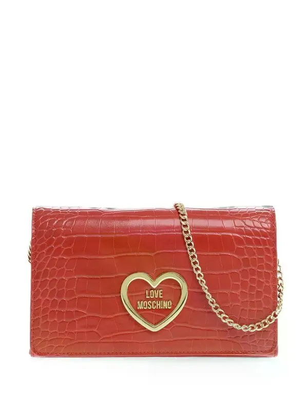 Moschino Crocodile-effect Heart Cross Body Bag