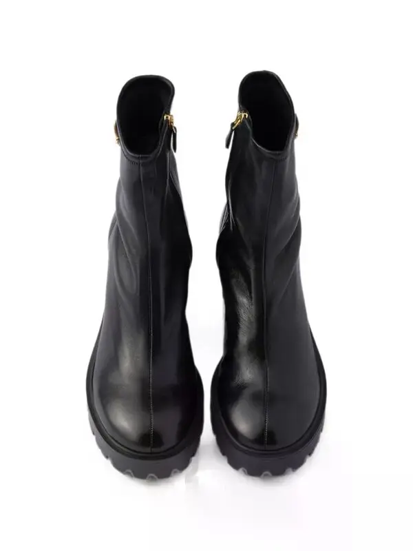 Prada Stretch-nappa Leather Ankle Boots With Enamelled Triangle Logo
