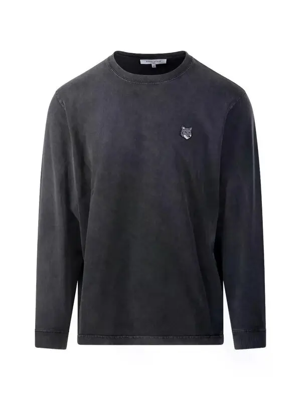Maison Kitsuné Fox-patch Long-sleeve T-shirt - Black