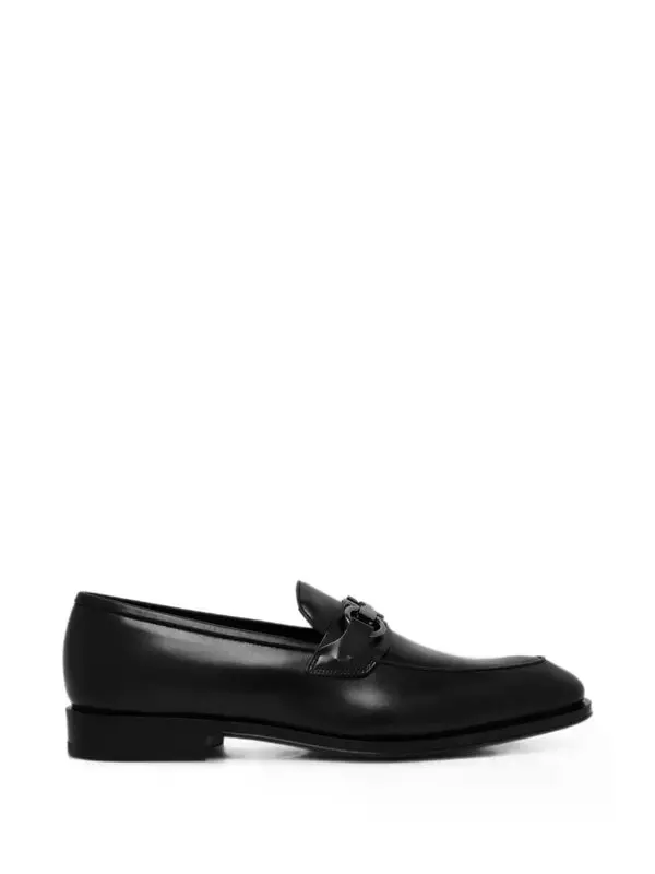 FERRAGAMO Gancini-buckle Leather Loafers - Black