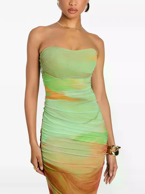 Retrofete Isadore Ruched Mesh Maxi Dress - Green