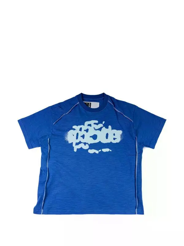 SP5DER Contrast-stitch Slub T-shirt - Blue