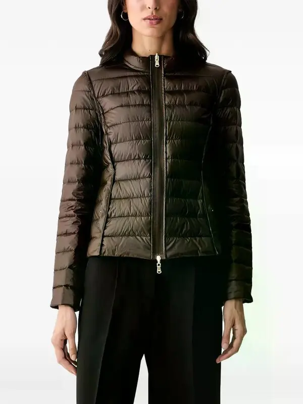 Patrizia Pepe Quilted-finish Zip-up Jacket - Brown
