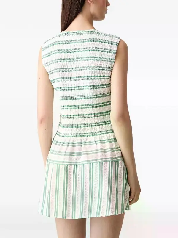 Stine Goya Smocked Striped Mini Dress