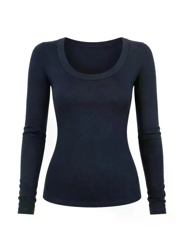 Dorothee Schumacher Long Sleeve Scoop Neck Top - Blue