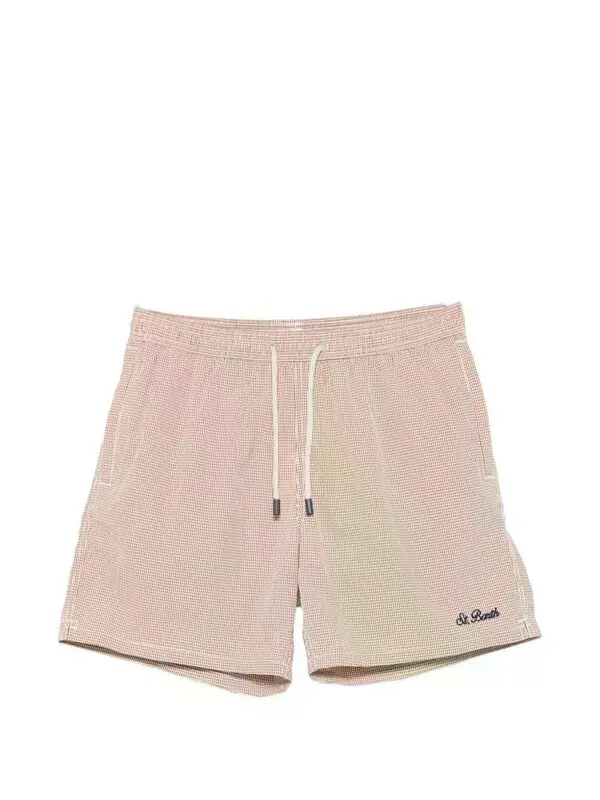 MC2 SAINT BARTH Patmos Gingham-check Swim Shorts - Neutrals