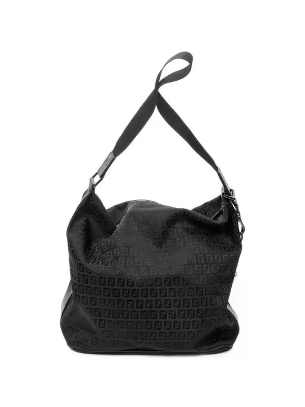 Fendi Zucchino Pattern Shoulder Bag - Black