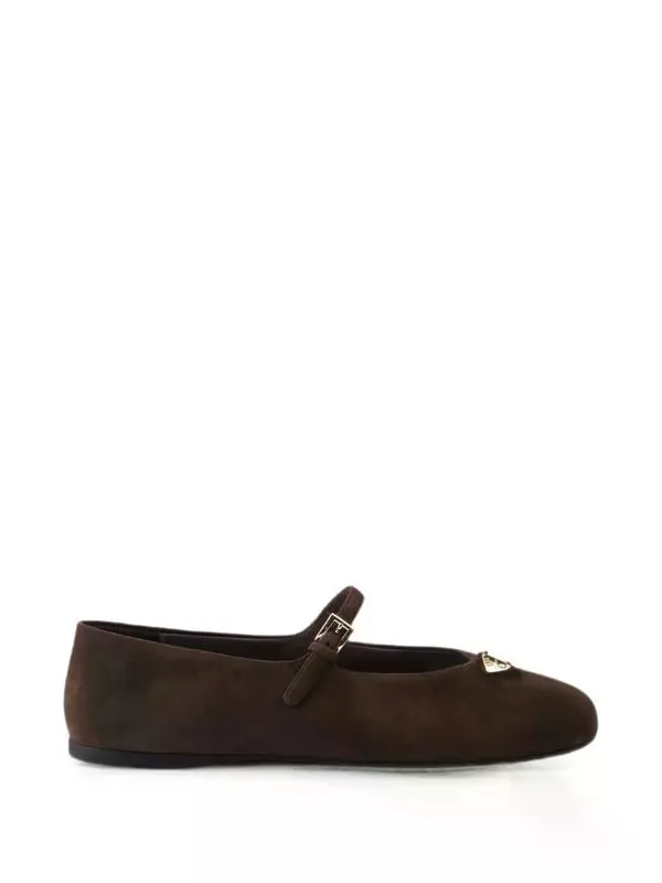 Prada Buckle-fastening Logo-plaque Ballet Flats - Brown