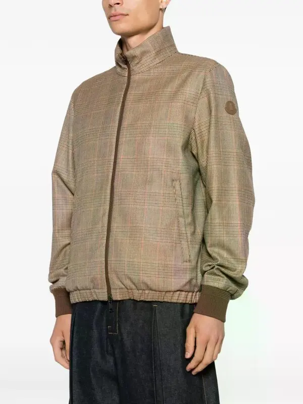Moncler Checked High Neck Zip-up Jacket