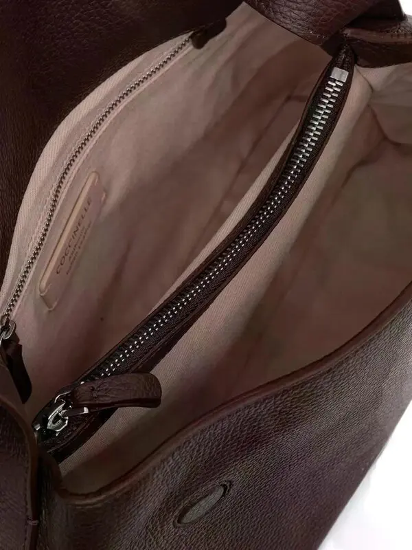COCCINELLE Pebbled Leather Shoulder Bag With Silver-tone Logo