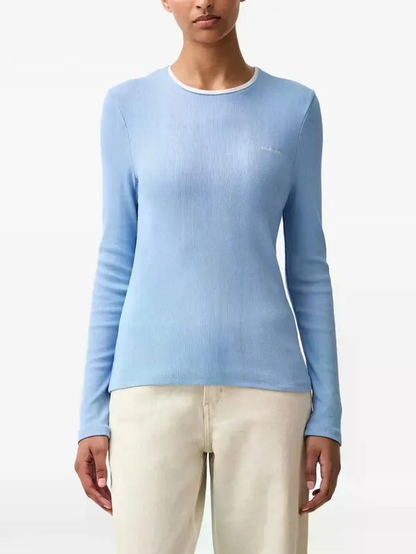 Stine Goya Ribbed-knit Long-sleeve Top - Blue