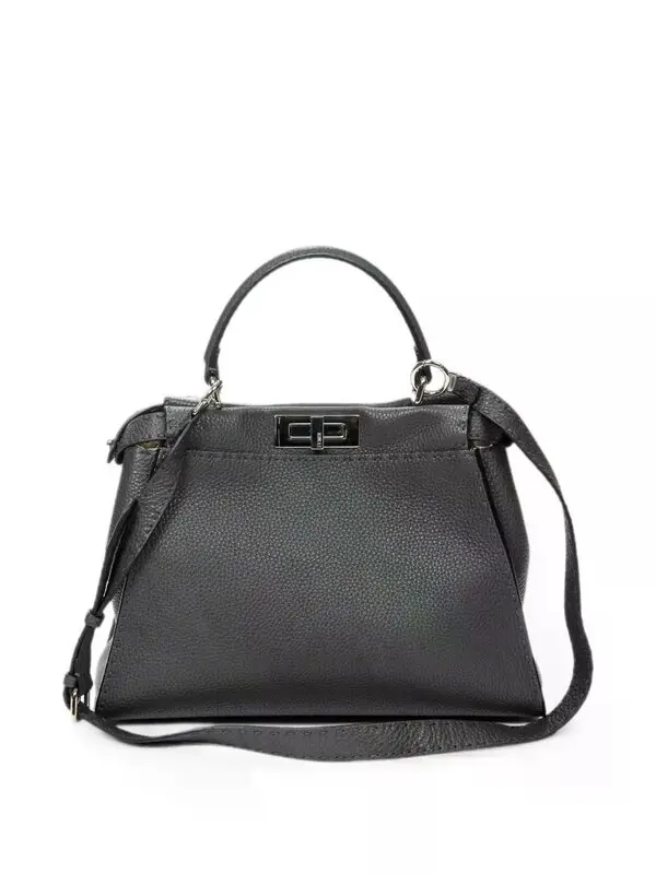 Fendi Medium Peekaboo Leather Tote Bag - Grey