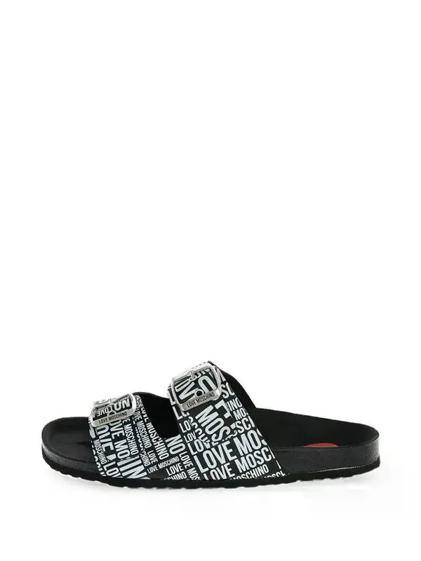 Moschino Logo-print Buckled Sandals - Black