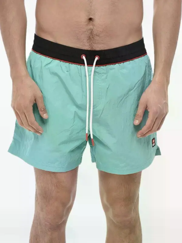 DIESEL® Logo Patch Drawstring Swim Shorts - Blue