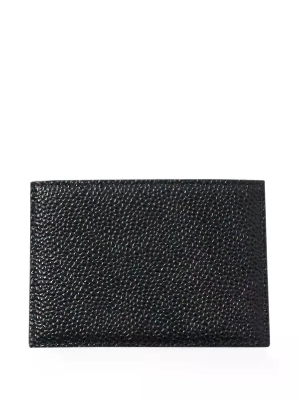 Thom Browne Pebble Grain Stripe-tab Card Holder - Black