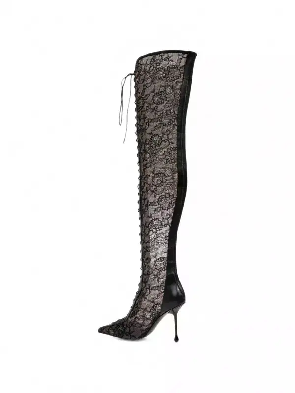 JIMMY CHOO Scarlett Over-the-knee Lace Boots - Black