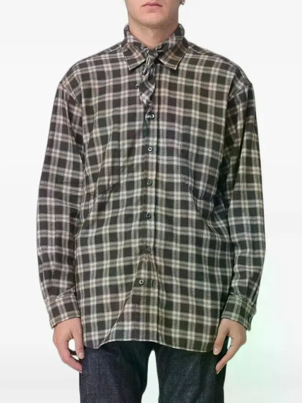 Dsquared2 X Magliano Butch Check-print Tie-neck Shirt - Brown